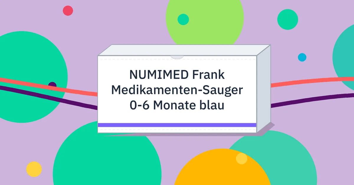 Symbolbild: Packung mit der Aufschrift NUMIMED Frank Medikamenten-Sauger 0-6 Monate blau (PZN 07379221) – Verfügbarkeit und Bezug in Apotheken in Frankfurt am Main