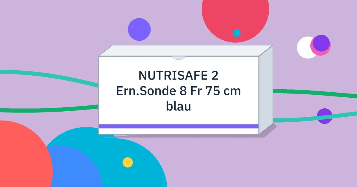 Symbolbild: Packung mit der Aufschrift NUTRISAFE 2 Ern.Sonde 8 Fr 75 cm blau (PZN 04955612) – Verfügbarkeit und Bezug in Apotheken in Frankfurt am Main