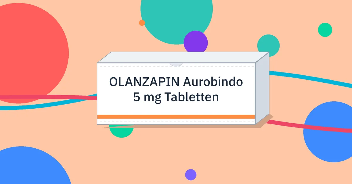 Symbolbild: Packung mit der Aufschrift OLANZAPIN Aurobindo 5 mg Tabletten (PZN 09618210) – Verfügbarkeit und Bezug in Apotheken in Frankfurt am Main