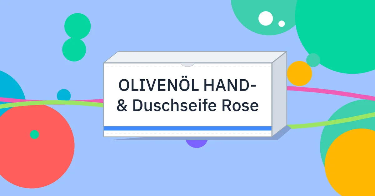 Symbolbild: Packung mit der Aufschrift OLIVENÖL HAND- & Duschseife Rose (PZN 19279594) – Verfügbarkeit und Bezug in Apotheken in Frankfurt am Main