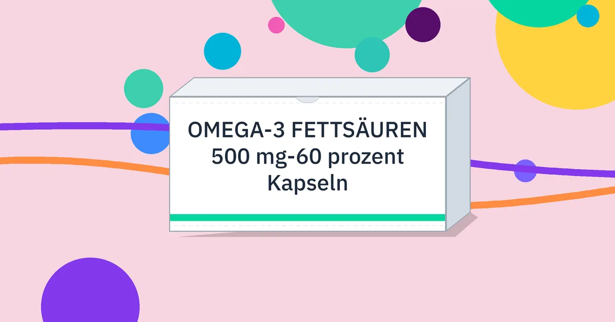 Symbolbild: Packung mit der Aufschrift OMEGA-3 FETTSÄUREN 500 mg-60 prozent Kapseln (PZN 03056780) – Verfügbarkeit und Bezug in Apotheken in Frankfurt am Main