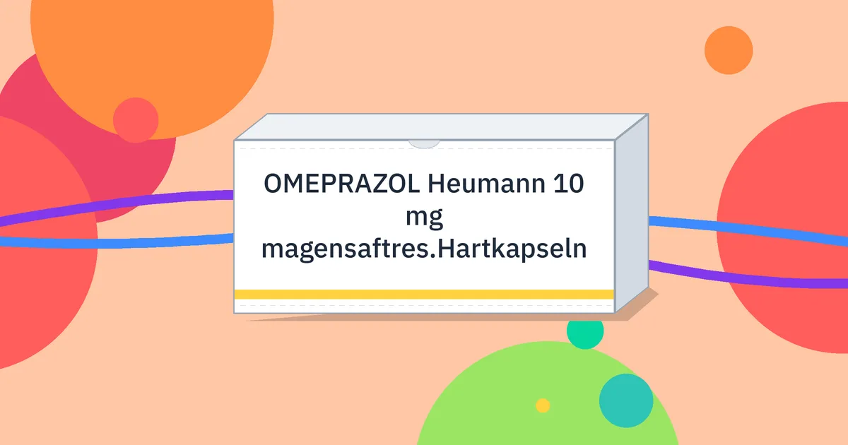 Symbolbild: Packung mit der Aufschrift OMEPRAZOL Heumann 10 mg magensaftres.Hartkapseln (PZN 01715540) – Verfügbarkeit und Bezug in Apotheken in Frankfurt am Main