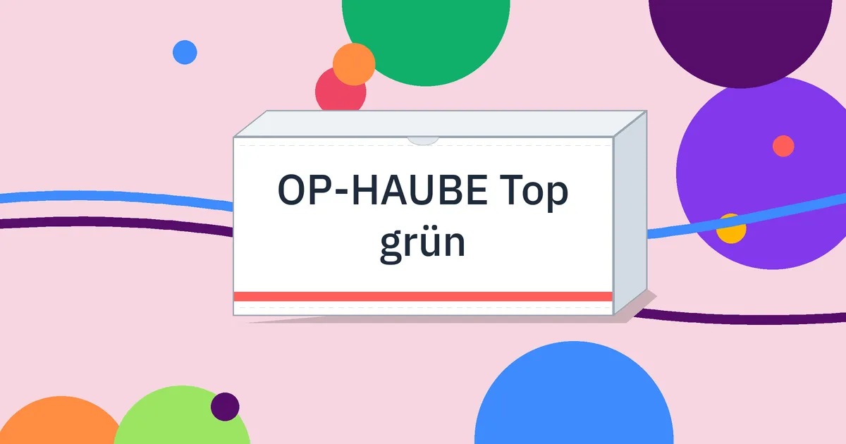 Symbolbild: Packung mit der Aufschrift OP-HAUBE Top grün (PZN 20393272) – Verfügbarkeit und Bezug in Apotheken in Frankfurt am Main