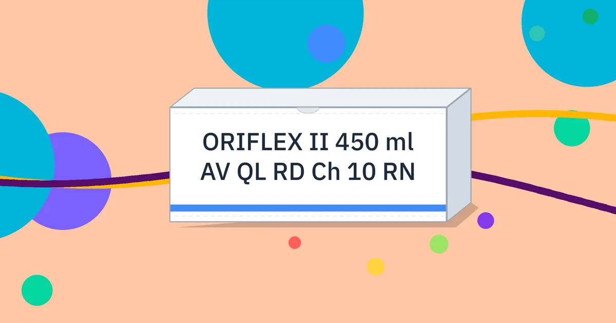 Symbolbild: Packung mit der Aufschrift ORIFLEX II 450 ml AV QL RD Ch 10 RN (PZN 17485786) – Verfügbarkeit und Bezug in Apotheken in Frankfurt am Main