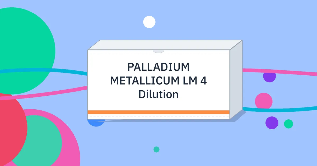 Symbolbild: Packung mit der Aufschrift PALLADIUM METALLICUM LM 4 Dilution (PZN 12975267) – Verfügbarkeit und Bezug in Apotheken in Frankfurt am Main