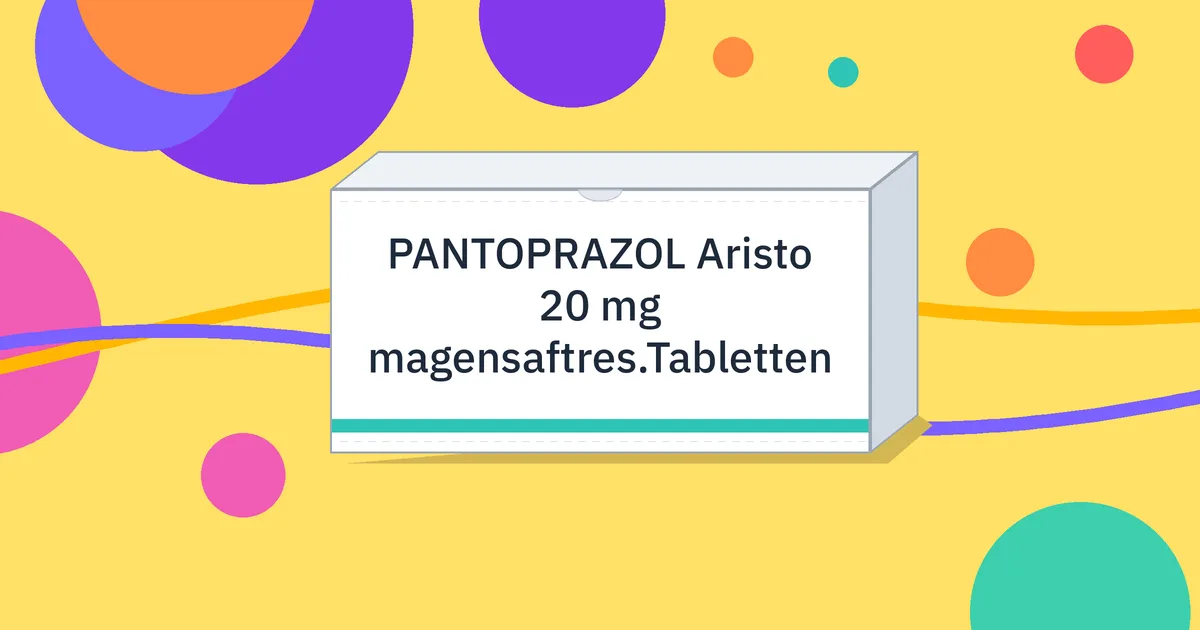 Symbolbild: Packung mit der Aufschrift PANTOPRAZOL Aristo 20 mg magensaftres.Tabletten (PZN 02129442) – Verfügbarkeit und Bezug in Apotheken in Frankfurt am Main