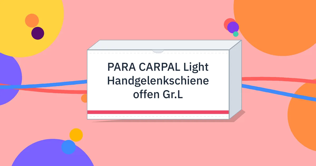 Symbolbild: Packung mit der Aufschrift PARA CARPAL Light Handgelenkschiene offen Gr.L (PZN 06989288) – Verfügbarkeit und Bezug in Apotheken in Frankfurt am Main