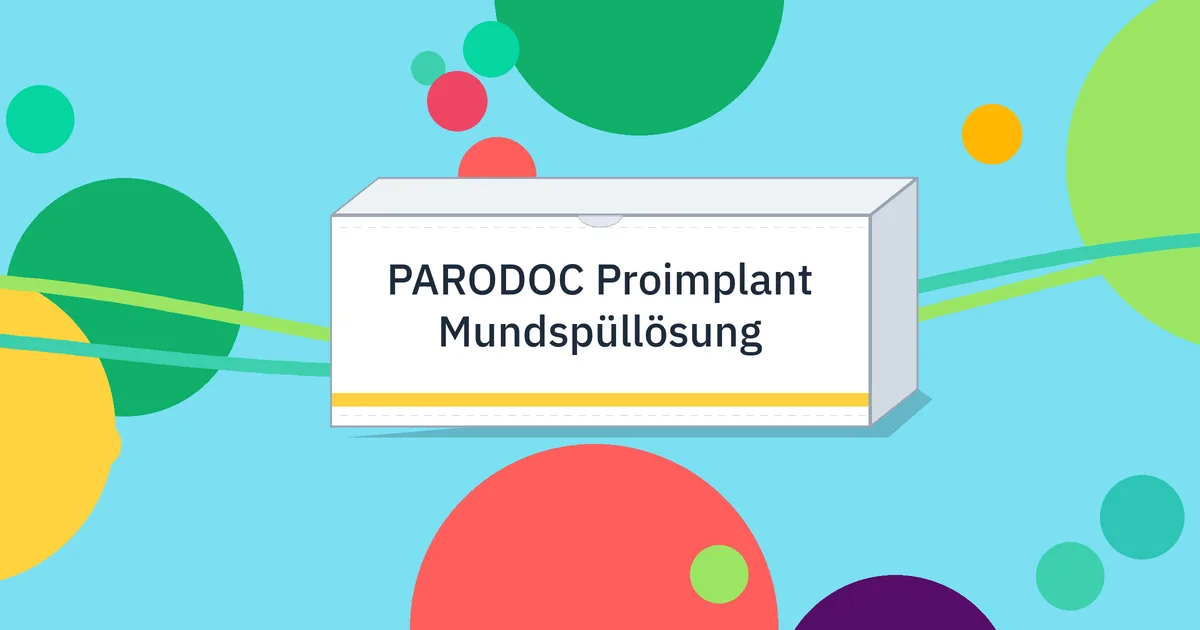 Symbolbild: Packung mit der Aufschrift PARODOC Proimplant Mundspüllösung (PZN 12451570) – Verfügbarkeit und Bezug in Apotheken in Frankfurt am Main