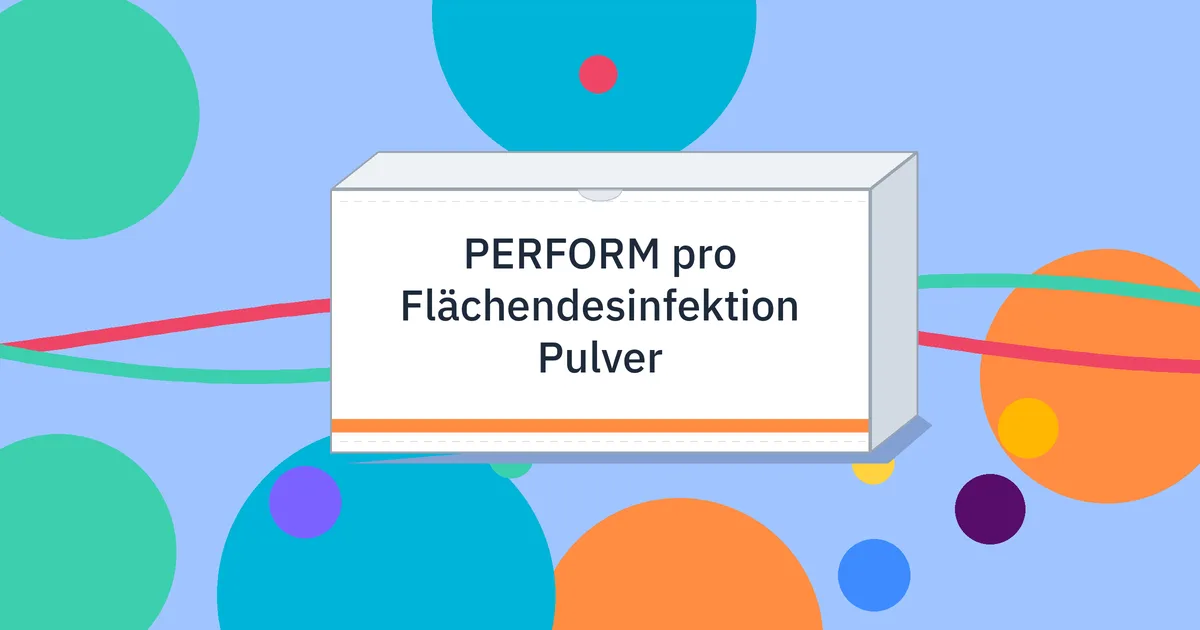 Symbolbild: Packung mit der Aufschrift PERFORM pro Flächendesinfektion Pulver (PZN 19014571) – Verfügbarkeit und Bezug in Apotheken in Frankfurt am Main