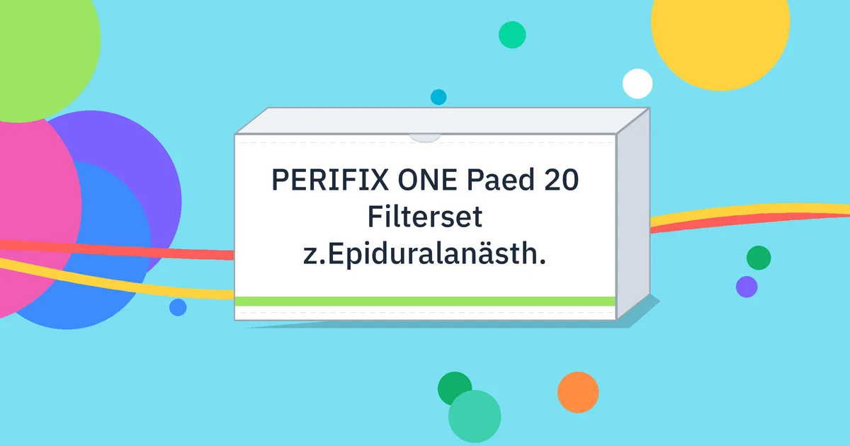 Symbolbild: Packung mit der Aufschrift PERIFIX ONE Paed 20 Filterset z.Epiduralanästh. (PZN 06864138) – Verfügbarkeit und Bezug in Apotheken in Frankfurt am Main