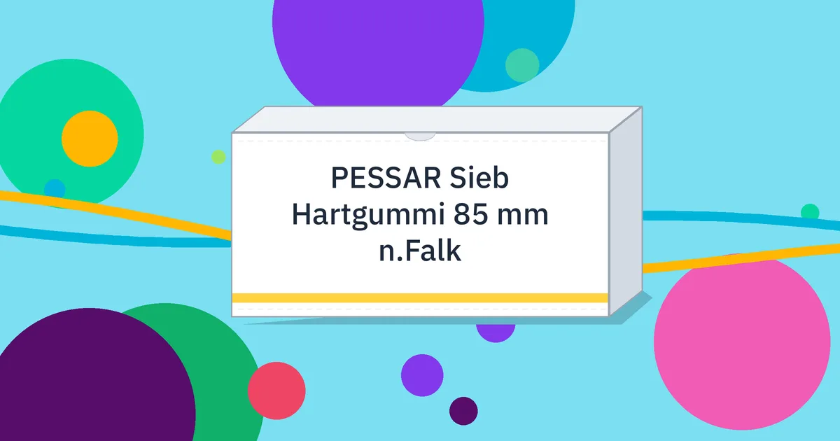 Symbolbild: Packung mit der Aufschrift PESSAR Sieb Hartgummi 85 mm n.Falk (PZN 01734299) – Verfügbarkeit und Bezug in Apotheken in Frankfurt am Main