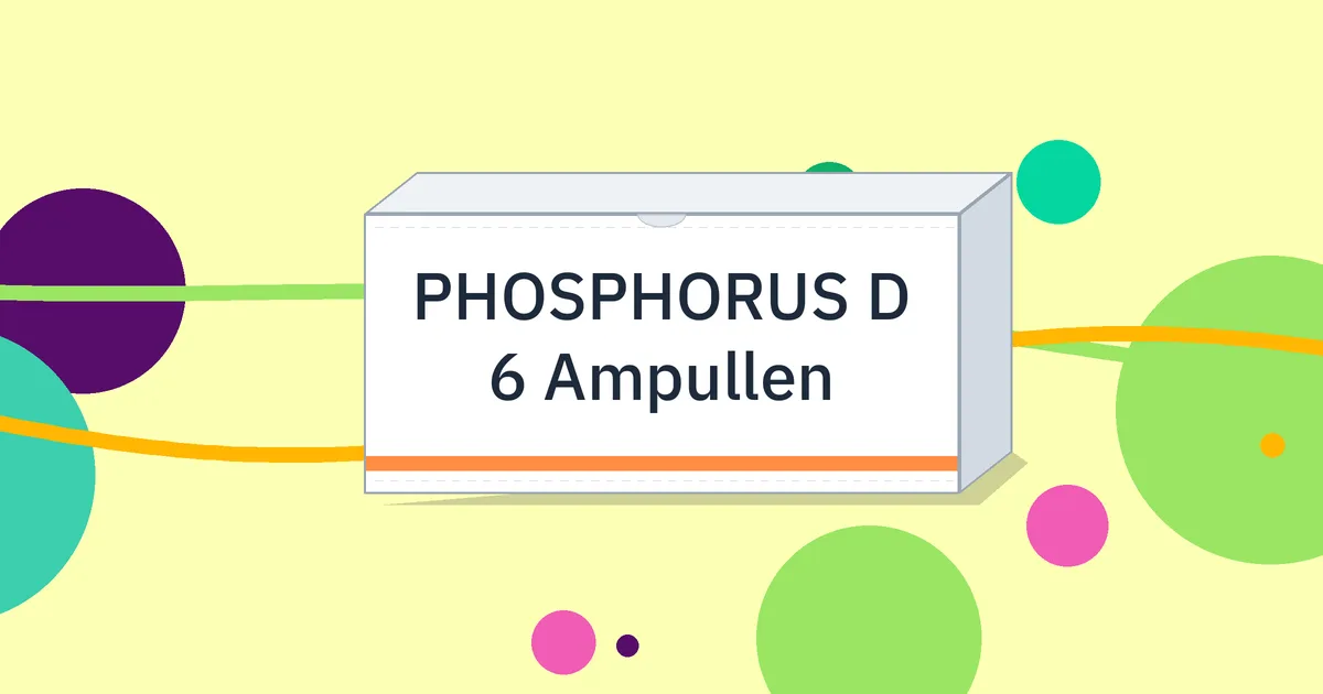 Symbolbild: Packung mit der Aufschrift PHOSPHORUS D 6 Ampullen (PZN 11707671) – Verfügbarkeit und Bezug in Apotheken in Frankfurt am Main