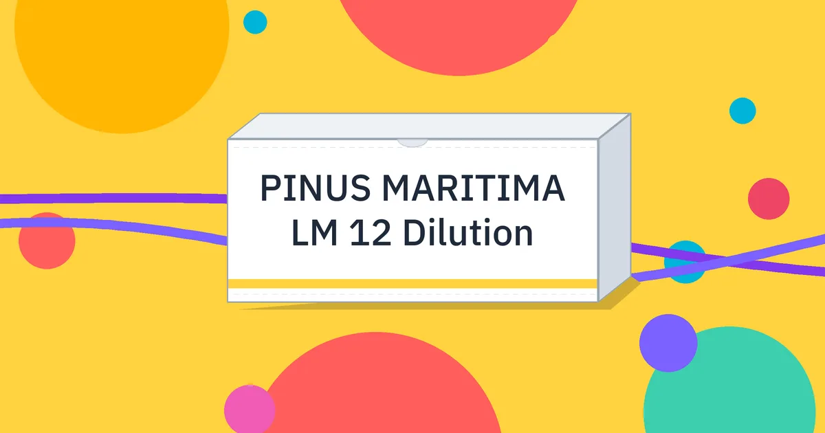 Symbolbild: Packung mit der Aufschrift PINUS MARITIMA LM 12 Dilution (PZN 13644331) – Verfügbarkeit und Bezug in Apotheken in Frankfurt am Main