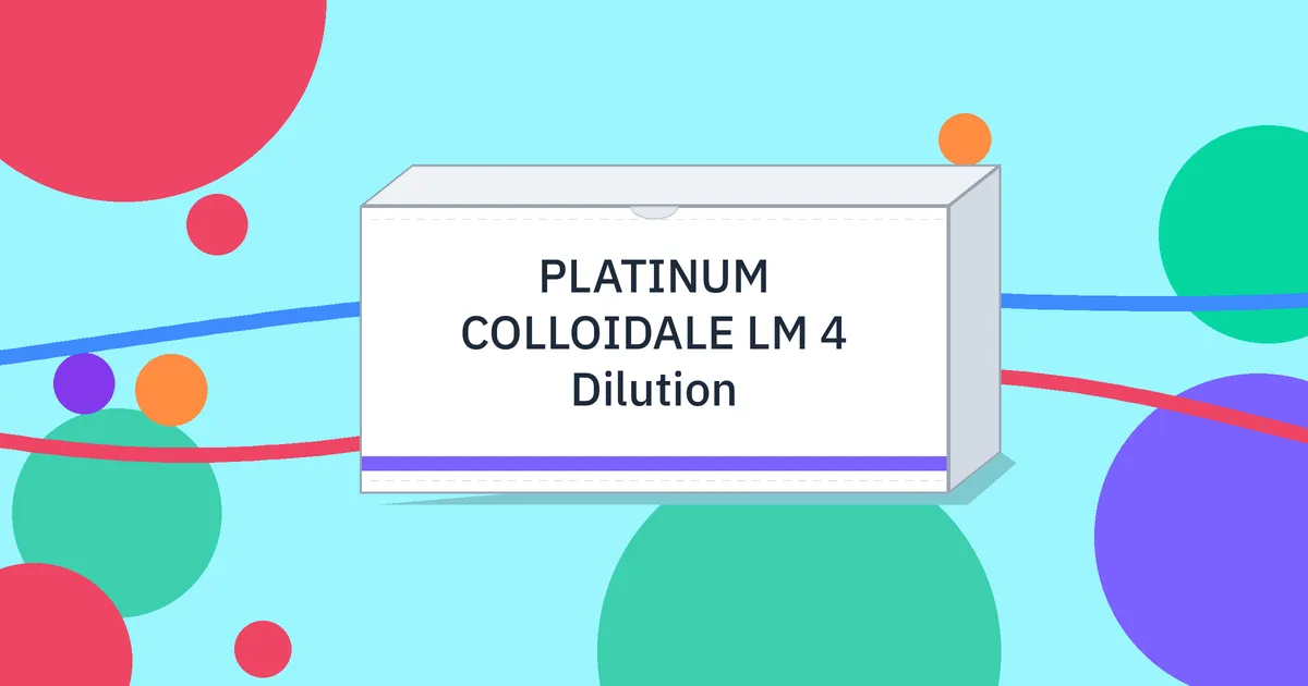 Symbolbild: Packung mit der Aufschrift PLATINUM COLLOIDALE LM 4 Dilution (PZN 13037602) – Verfügbarkeit und Bezug in Apotheken in Frankfurt am Main