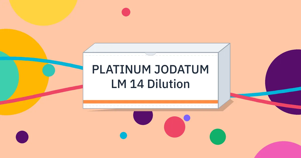 Symbolbild: Packung mit der Aufschrift PLATINUM JODATUM LM 14 Dilution (PZN 13647625) – Verfügbarkeit und Bezug in Apotheken in Frankfurt am Main