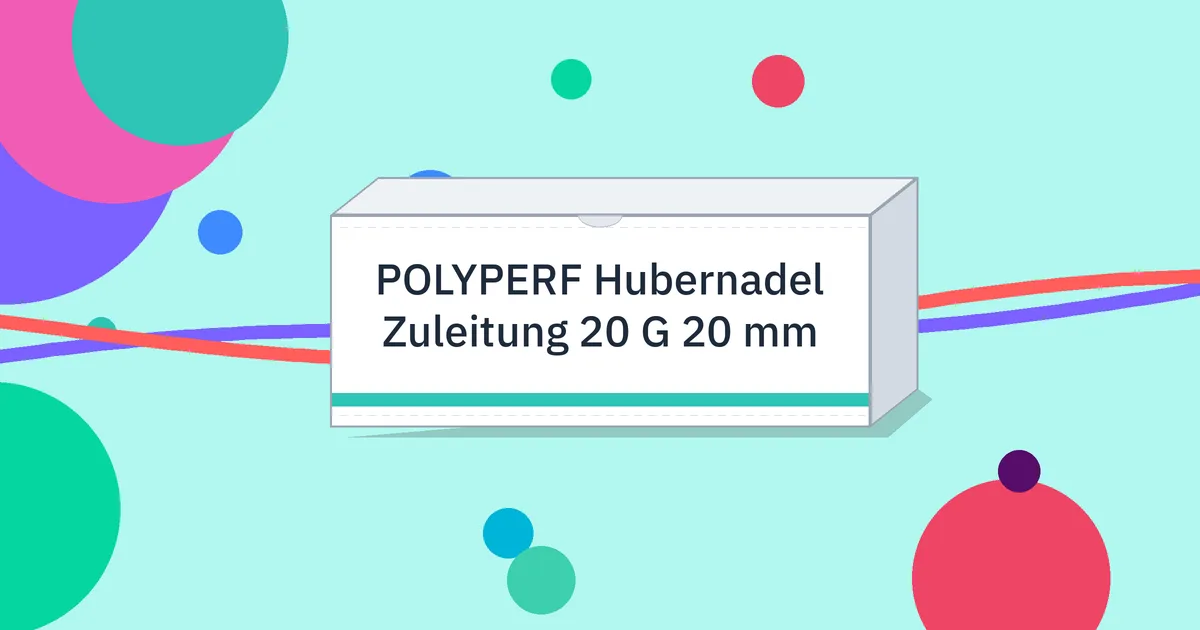 Symbolbild: Packung mit der Aufschrift POLYPERF Hubernadel Zuleitung 20 G 20 mm (PZN 14322291) – Verfügbarkeit und Bezug in Apotheken in Frankfurt am Main