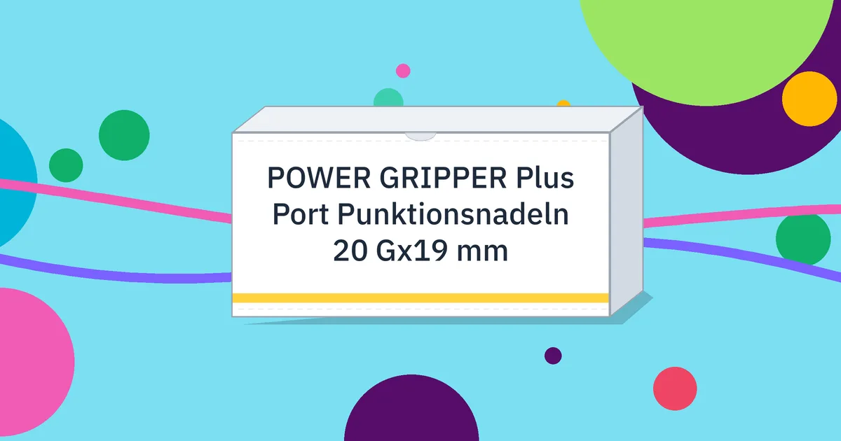 Symbolbild: Packung mit der Aufschrift POWER GRIPPER Plus Port Punktionsnadeln 20 Gx19 mm (PZN 09007506) – Verfügbarkeit und Bezug in Apotheken in Frankfurt am Main
