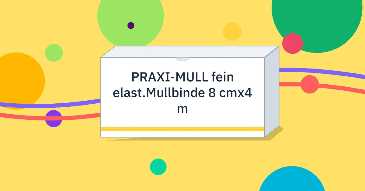 Symbolbild: Packung mit der Aufschrift PRAXI-MULL fein elast.Mullbinde 8 cmx4 m (PZN 12827259) – Verfügbarkeit und Bezug in Apotheken in Frankfurt am Main