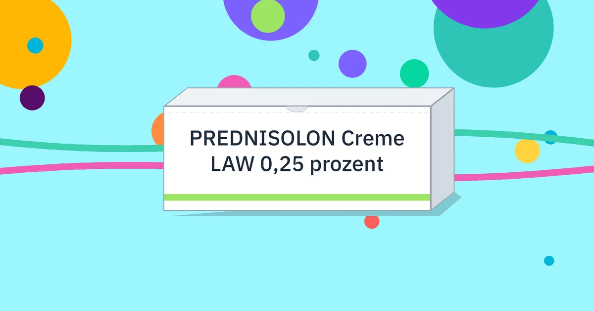 Symbolbild: Packung mit der Aufschrift PREDNISOLON Creme LAW 0,25 prozent (PZN 04909345) – Verfügbarkeit und Bezug in Apotheken in Frankfurt am Main