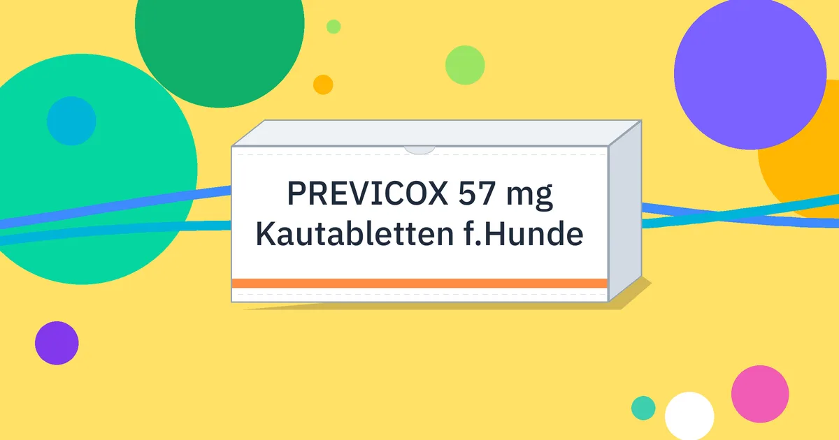 Symbolbild: Packung mit der Aufschrift PREVICOX 57 mg Kautabletten f.Hunde (PZN 10212938) – Verfügbarkeit und Bezug in Apotheken in Frankfurt am Main