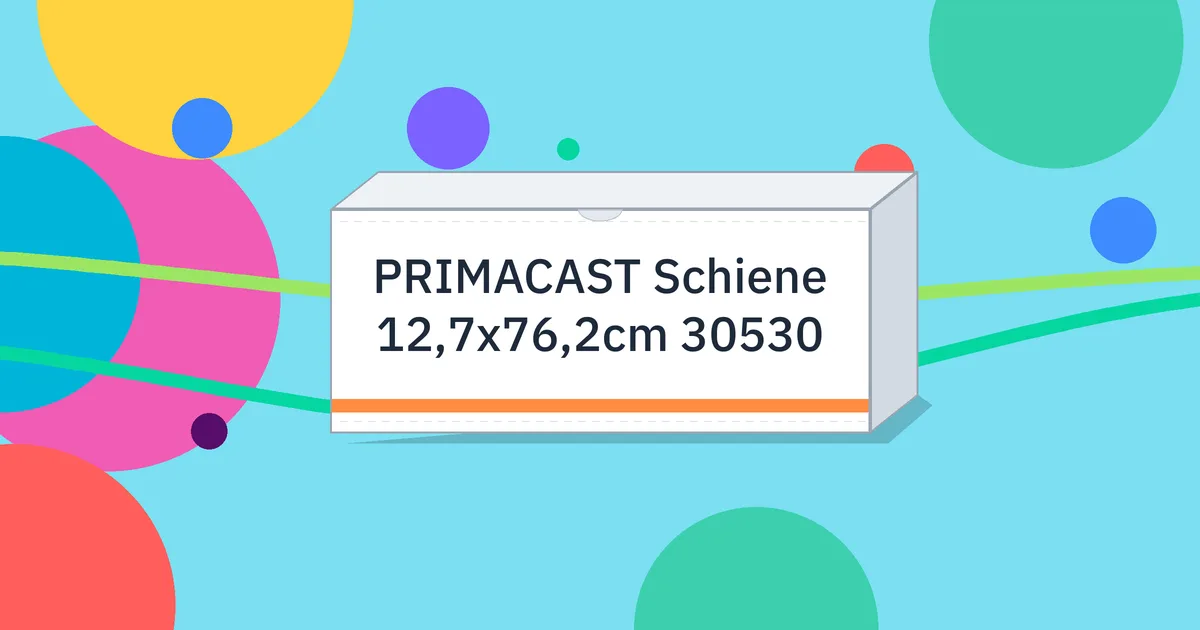 Symbolbild: Packung mit der Aufschrift PRIMACAST Schiene 12,7x76,2cm 30530 (PZN 00666242) – Verfügbarkeit und Bezug in Apotheken in Frankfurt am Main