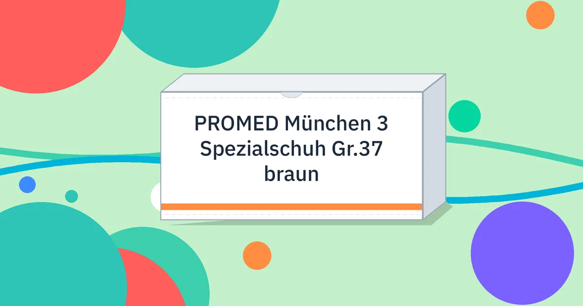 Symbolbild: Packung mit der Aufschrift PROMED München 3 Spezialschuh Gr.37 braun (PZN 05483032) – Verfügbarkeit und Bezug in Apotheken in Frankfurt am Main