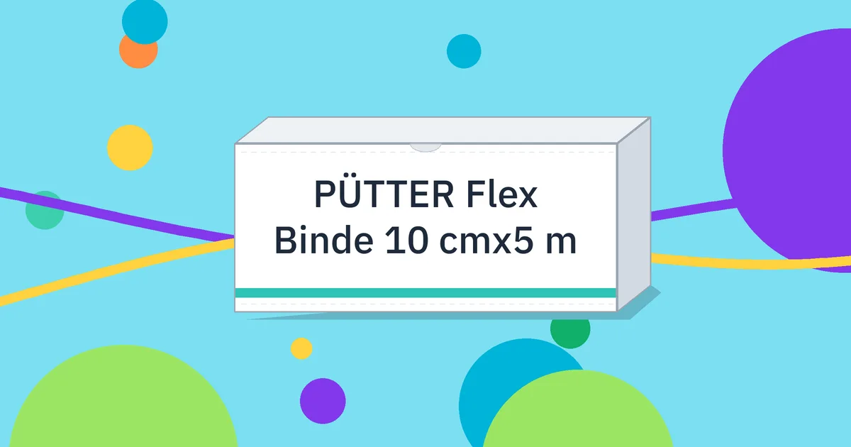 Symbolbild: Packung mit der Aufschrift PÜTTER Flex Binde 10 cmx5 m (PZN 08402560) – Verfügbarkeit und Bezug in Apotheken in Frankfurt am Main
