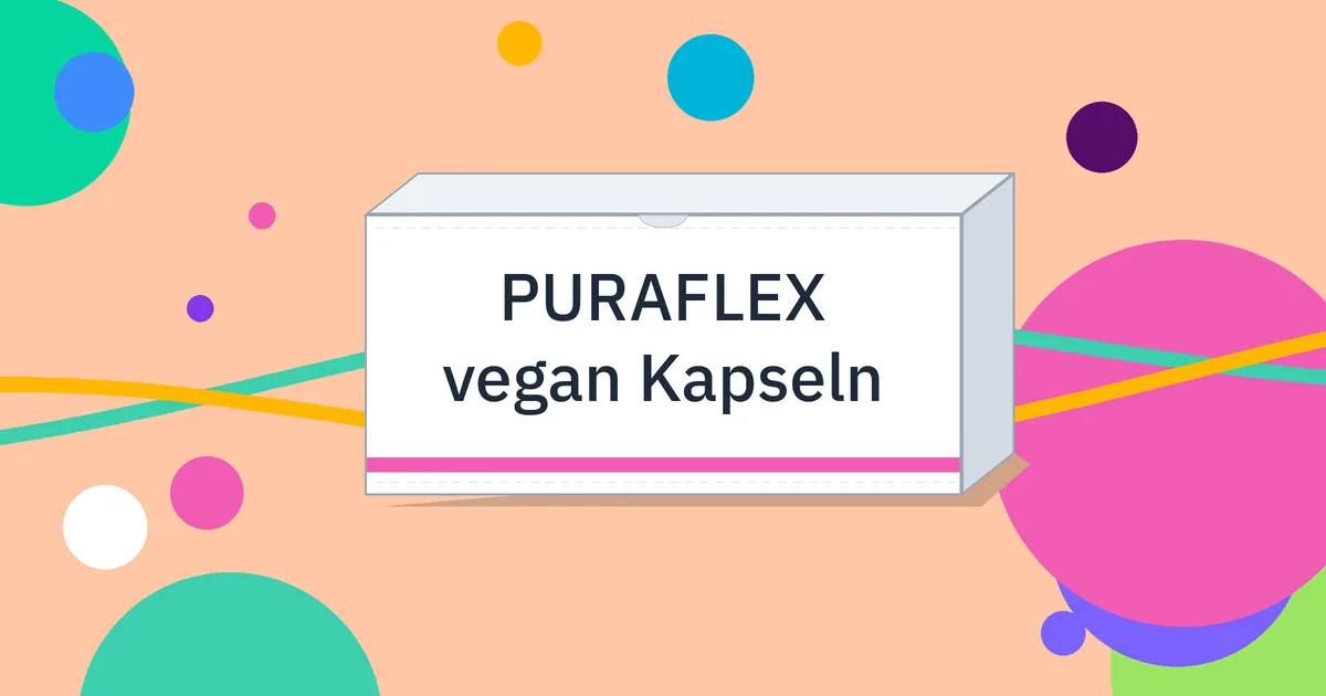 Symbolbild: Packung mit der Aufschrift PURAFLEX vegan Kapseln (PZN 18656379) – Verfügbarkeit und Bezug in Apotheken in Frankfurt am Main