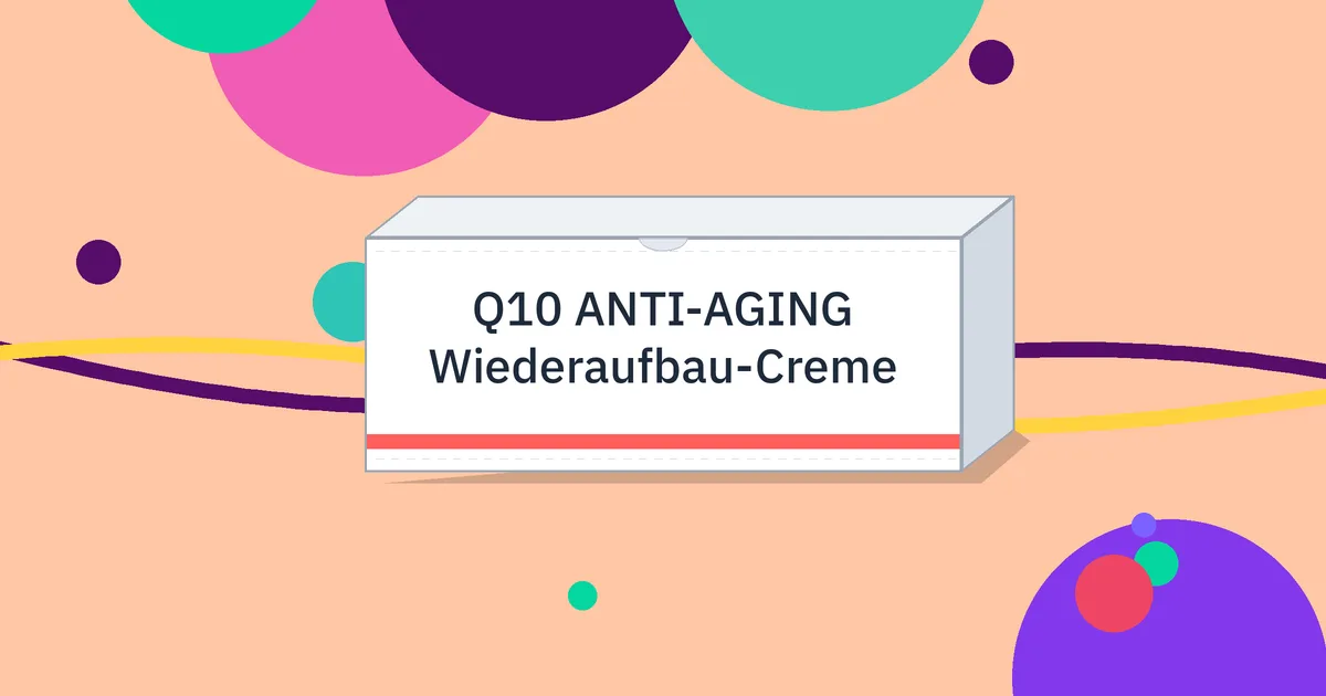 Symbolbild: Packung mit der Aufschrift Q10 ANTI-AGING Wiederaufbau-Creme (PZN 12650588) – Verfügbarkeit und Bezug in Apotheken in Frankfurt am Main