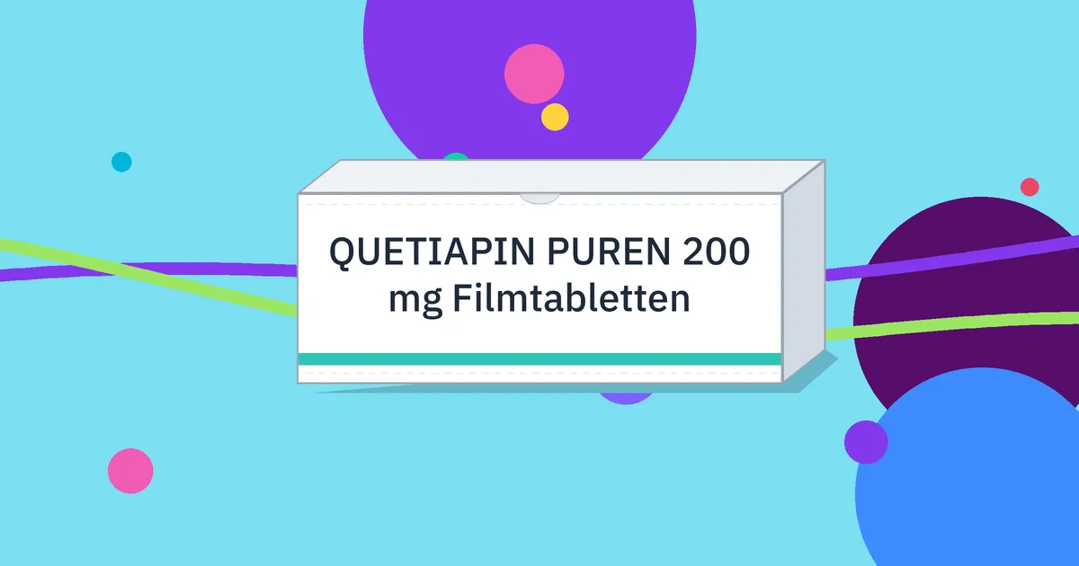 Symbolbild: Packung mit der Aufschrift QUETIAPIN PUREN 200 mg Filmtabletten (PZN 18428603) – Verfügbarkeit und Bezug in Apotheken in Frankfurt am Main