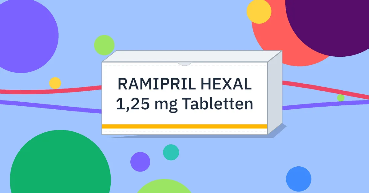 Symbolbild: Packung mit der Aufschrift RAMIPRIL HEXAL 1,25 mg Tabletten (PZN 00759245) – Verfügbarkeit und Bezug in Apotheken in Frankfurt am Main