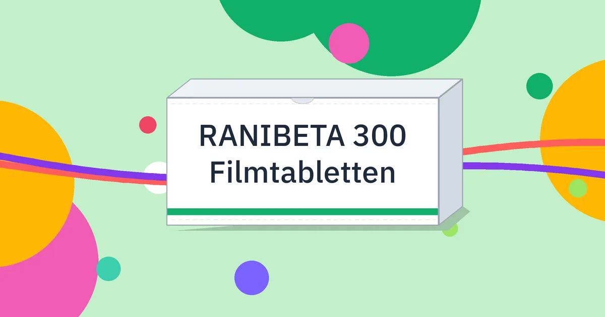 Symbolbild: Packung mit der Aufschrift RANIBETA 300 Filmtabletten (PZN 07280244) – Verfügbarkeit und Bezug in Apotheken in Frankfurt am Main
