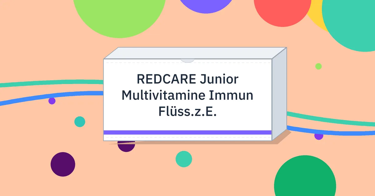 Symbolbild: Packung mit der Aufschrift REDCARE Junior Multivitamine Immun Flüss.z.E. (PZN 18158954) – Verfügbarkeit und Bezug in Apotheken in Frankfurt am Main