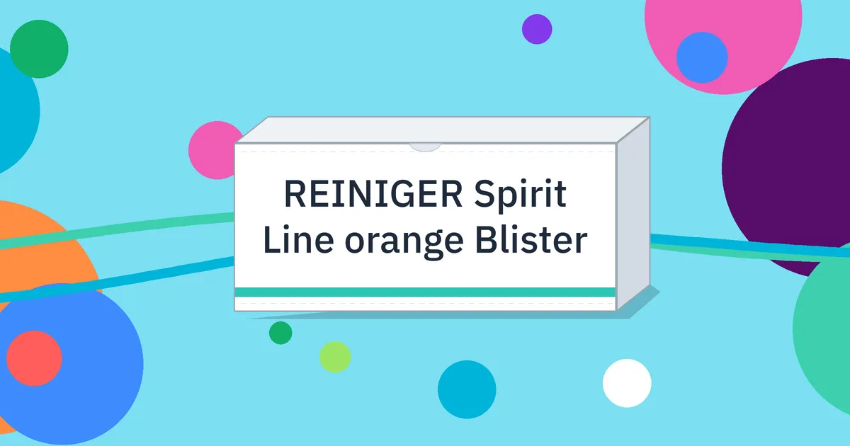 Symbolbild: Packung mit der Aufschrift REINIGER Spirit Line orange Blister (PZN 01589259) – Verfügbarkeit und Bezug in Apotheken in Frankfurt am Main