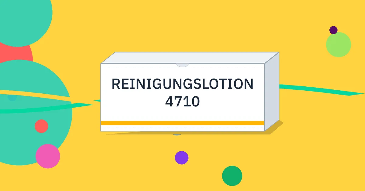 Symbolbild: Packung mit der Aufschrift REINIGUNGSLOTION 4710 (PZN 09253145) – Verfügbarkeit und Bezug in Apotheken in Frankfurt am Main