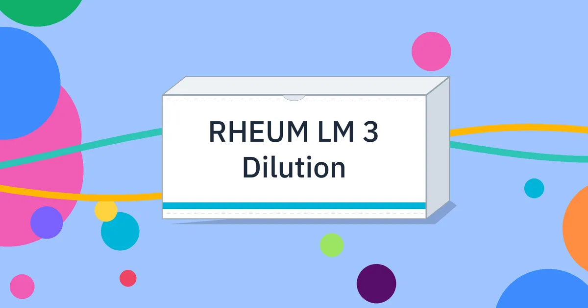 Symbolbild: Packung mit der Aufschrift RHEUM LM 3 Dilution (PZN 13049350) – Verfügbarkeit und Bezug in Apotheken in Frankfurt am Main