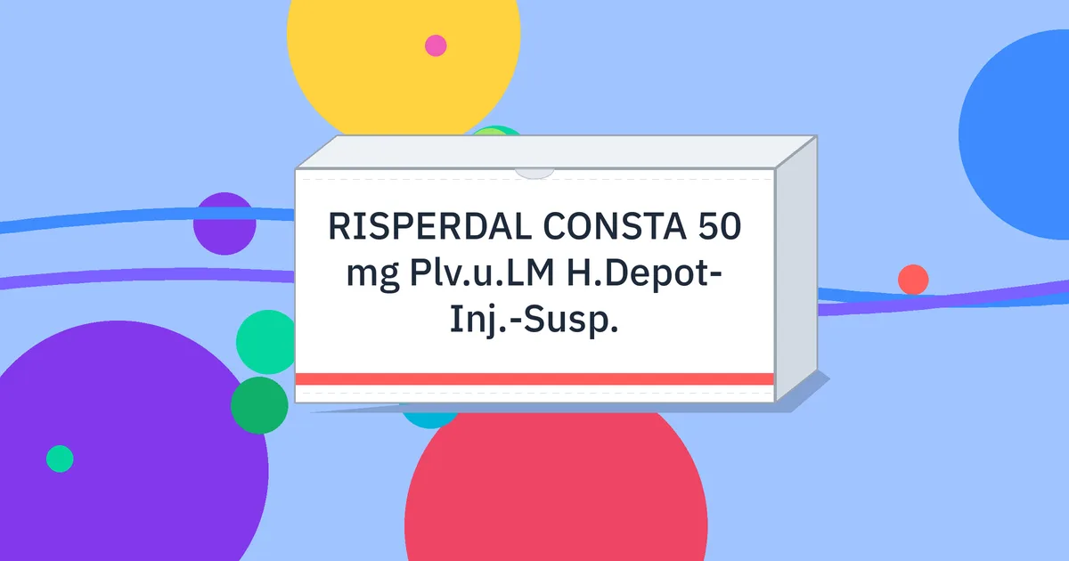 Symbolbild: Packung mit der Aufschrift RISPERDAL CONSTA 50 mg Plv.u.LM H.Depot-Inj.-Susp. (PZN 09074017) – Verfügbarkeit und Bezug in Apotheken in Frankfurt am Main