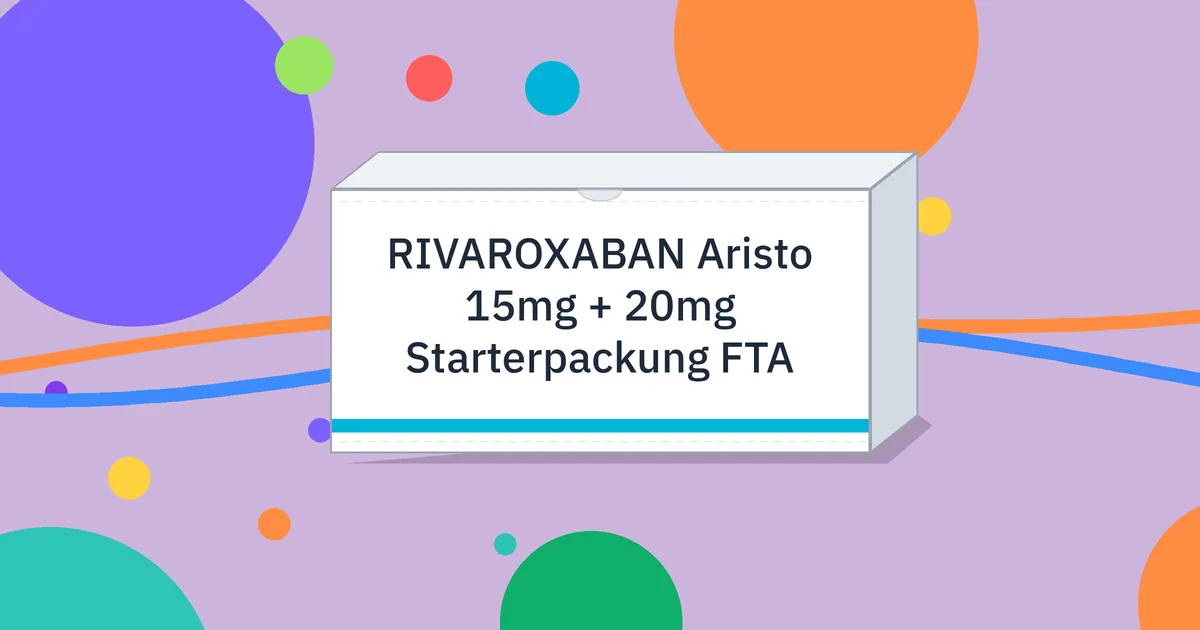 Symbolbild: Packung mit der Aufschrift RIVAROXABAN Aristo 15mg + 20mg Starterpackung FTA (PZN 19159513) – Verfügbarkeit und Bezug in Apotheken in Frankfurt am Main