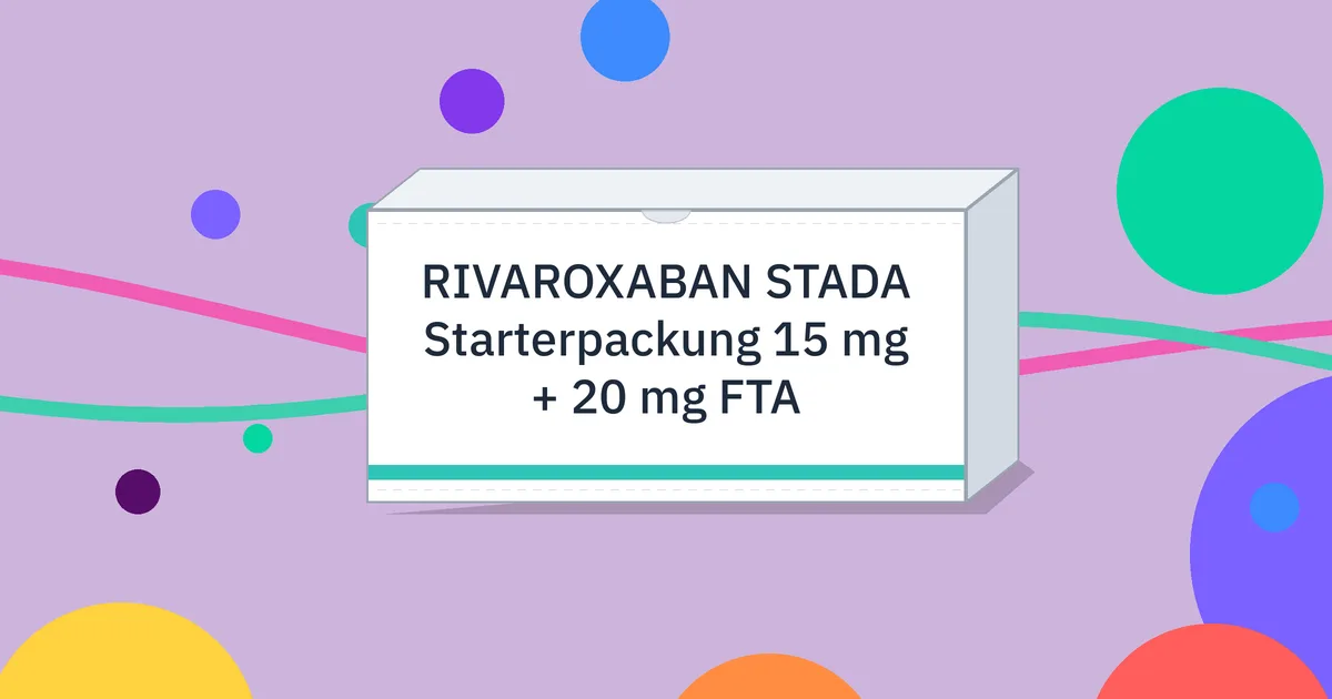 Symbolbild: Packung mit der Aufschrift RIVAROXABAN STADA Starterpackung 15 mg + 20 mg FTA (PZN 18358883) – Verfügbarkeit und Bezug in Apotheken in Frankfurt am Main