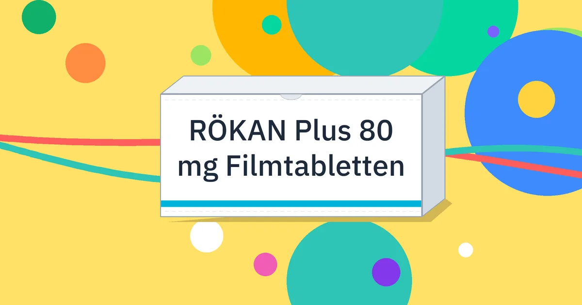 Symbolbild: Packung mit der Aufschrift RÖKAN Plus 80 mg Filmtabletten (PZN 07258747) – Verfügbarkeit und Bezug in Apotheken in Frankfurt am Main