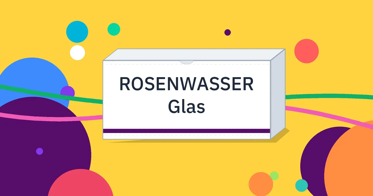 Symbolbild: Packung mit der Aufschrift ROSENWASSER Glas (PZN 20341660) – Verfügbarkeit und Bezug in Apotheken in Frankfurt am Main