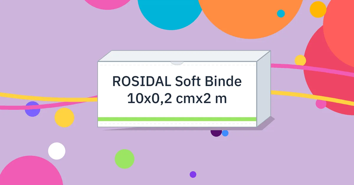 Symbolbild: Packung mit der Aufschrift ROSIDAL Soft Binde 10x0,2 cmx2 m (PZN 17851392) – Verfügbarkeit und Bezug in Apotheken in Frankfurt am Main