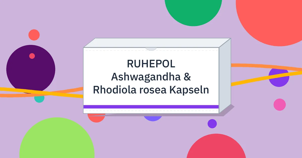 Symbolbild: Packung mit der Aufschrift RUHEPOL Ashwagandha & Rhodiola rosea Kapseln (PZN 17375632) – Verfügbarkeit und Bezug in Apotheken in Frankfurt am Main
