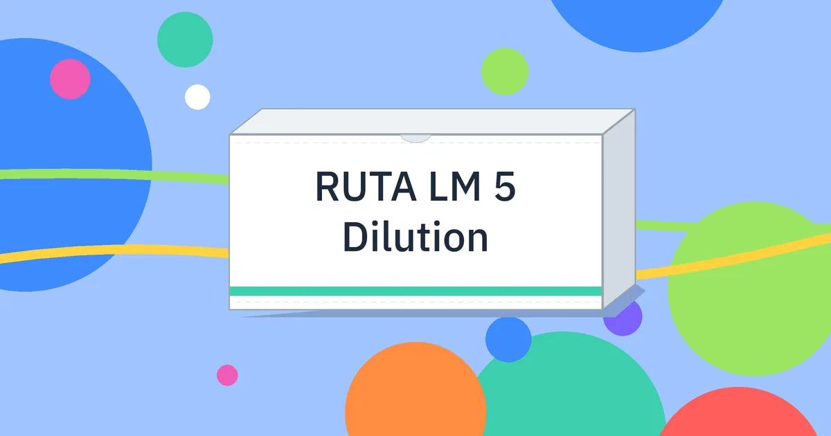 Symbolbild: Packung mit der Aufschrift RUTA LM 5 Dilution (PZN 13173618) – Verfügbarkeit und Bezug in Apotheken in Frankfurt am Main