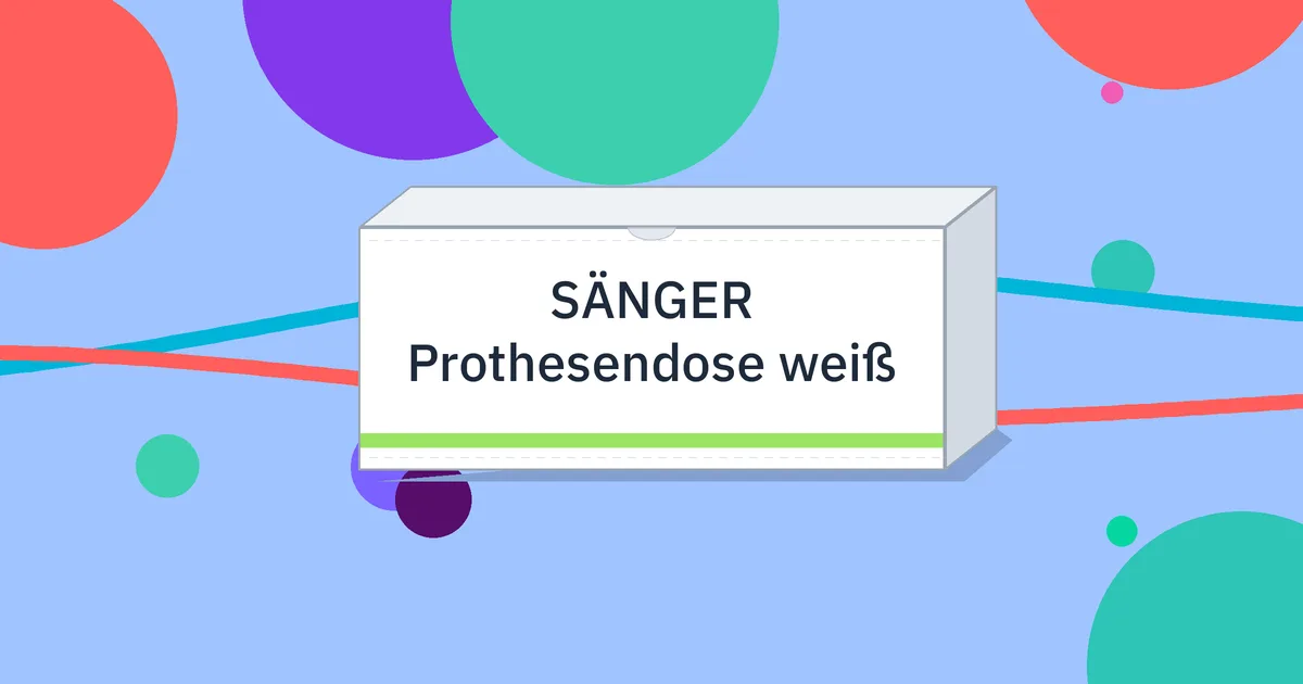 Symbolbild: Packung mit der Aufschrift SÄNGER Prothesendose weiß (PZN 03555649) – Verfügbarkeit und Bezug in Apotheken in Frankfurt am Main