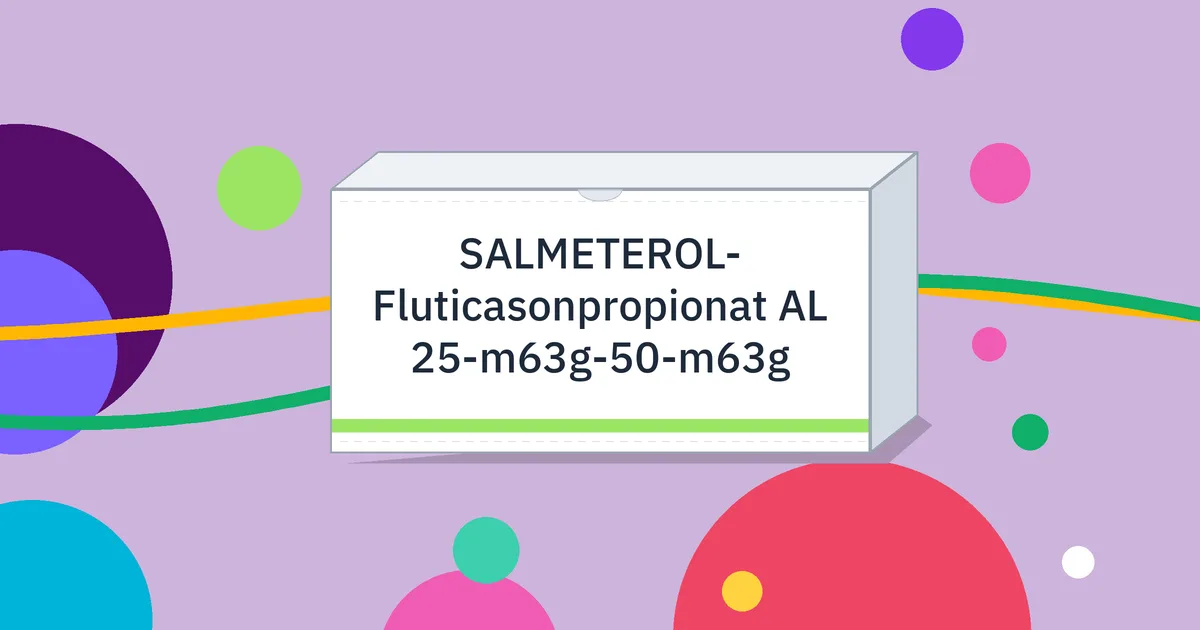 Symbolbild: Packung mit der Aufschrift SALMETEROL-Fluticasonpropionat AL 25-m63g-50-m63g (PZN 14465205) – Verfügbarkeit und Bezug in Apotheken in Frankfurt am Main