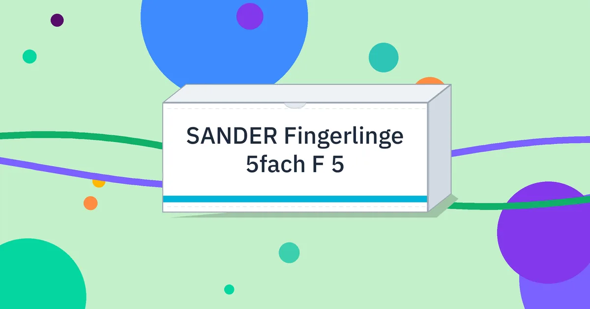 Symbolbild: Packung mit der Aufschrift SANDER Fingerlinge 5fach F 5 (PZN 00901393) – Verfügbarkeit und Bezug in Apotheken in Frankfurt am Main