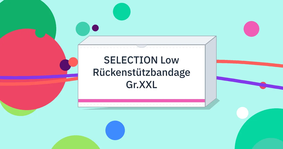 Symbolbild: Packung mit der Aufschrift SELECTION Low Rückenstützbandage Gr.XXL (PZN 19133488) – Verfügbarkeit und Bezug in Apotheken in Frankfurt am Main