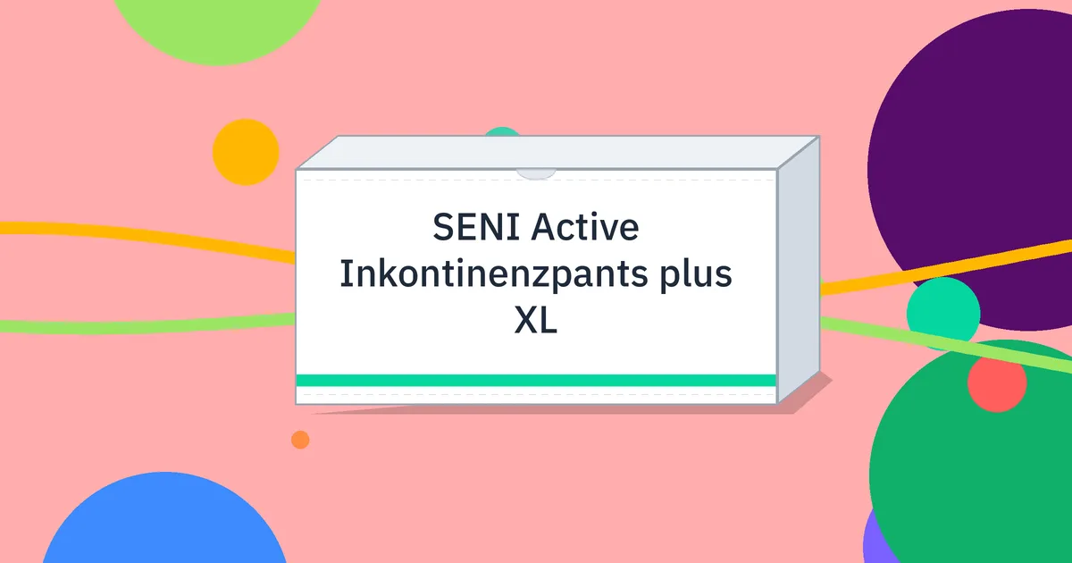 Symbolbild: Packung mit der Aufschrift SENI Active Inkontinenzpants plus XL (PZN 19947653) – Verfügbarkeit und Bezug in Apotheken in Frankfurt am Main