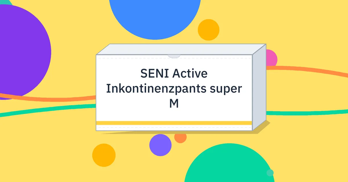 Symbolbild: Packung mit der Aufschrift SENI Active Inkontinenzpants super M (PZN 13475822) – Verfügbarkeit und Bezug in Apotheken in Frankfurt am Main